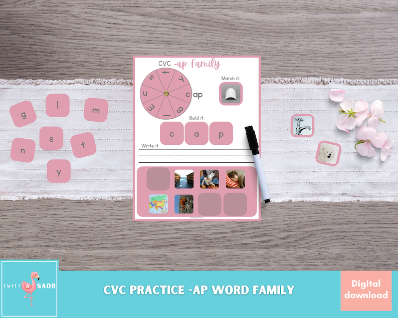 CVC Word Family Worksheet: Kindergarten Rhyming Game (digital Download ...