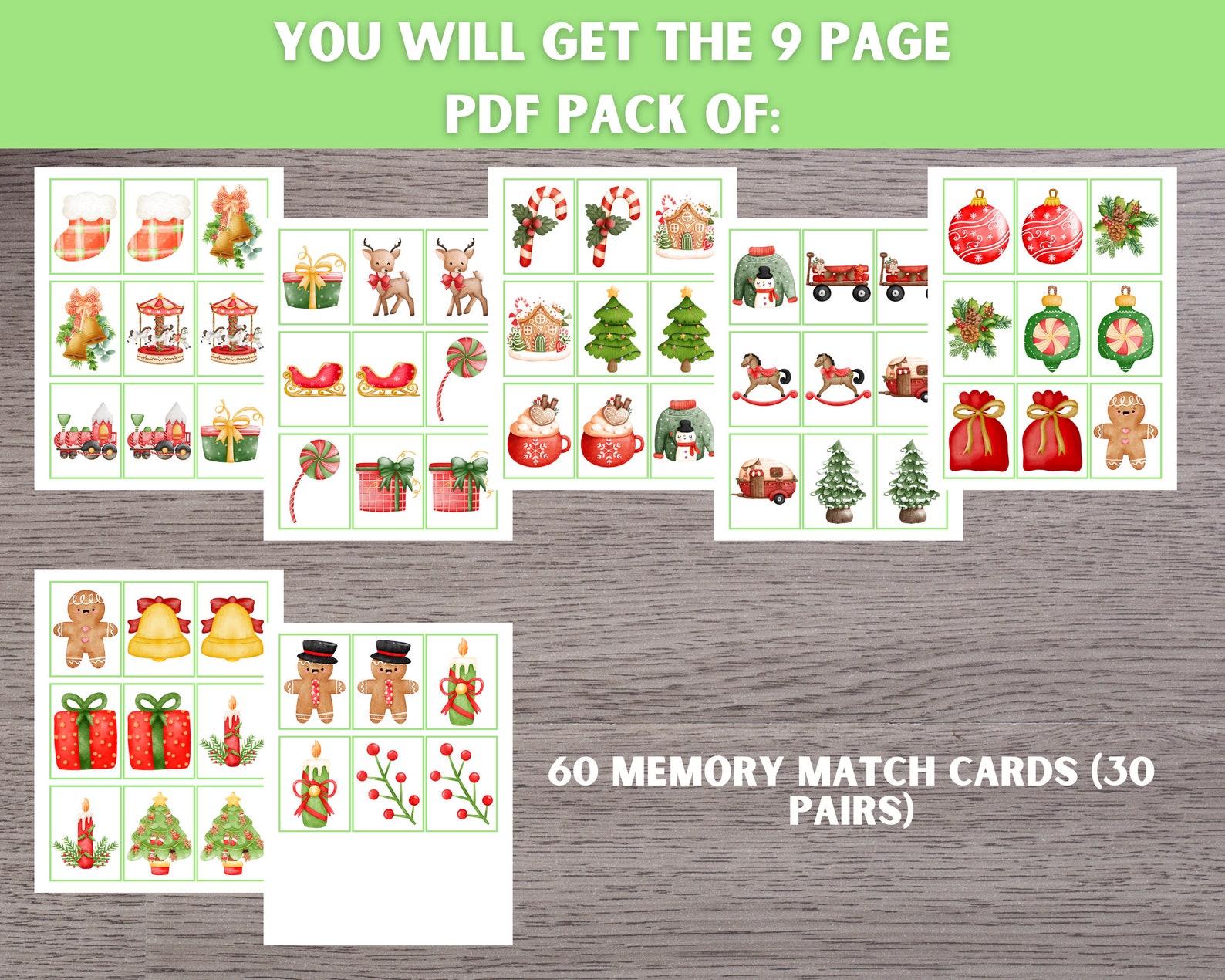 Christmas Memory Match Game: Holiday Printable (digital Download) - Etsy
