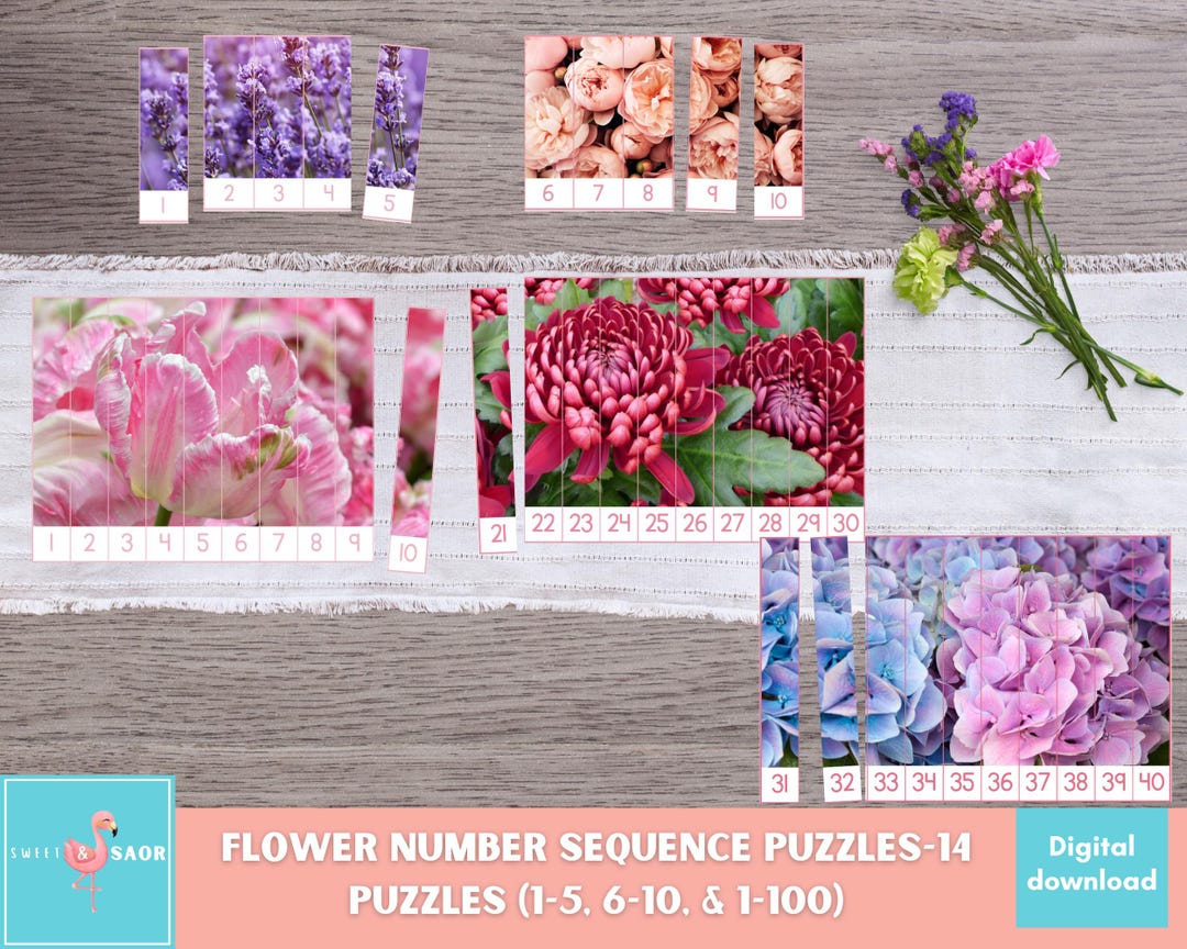 Flower Number Sequence Puzzle: Montessori Math Game (PDF Download) - Etsy