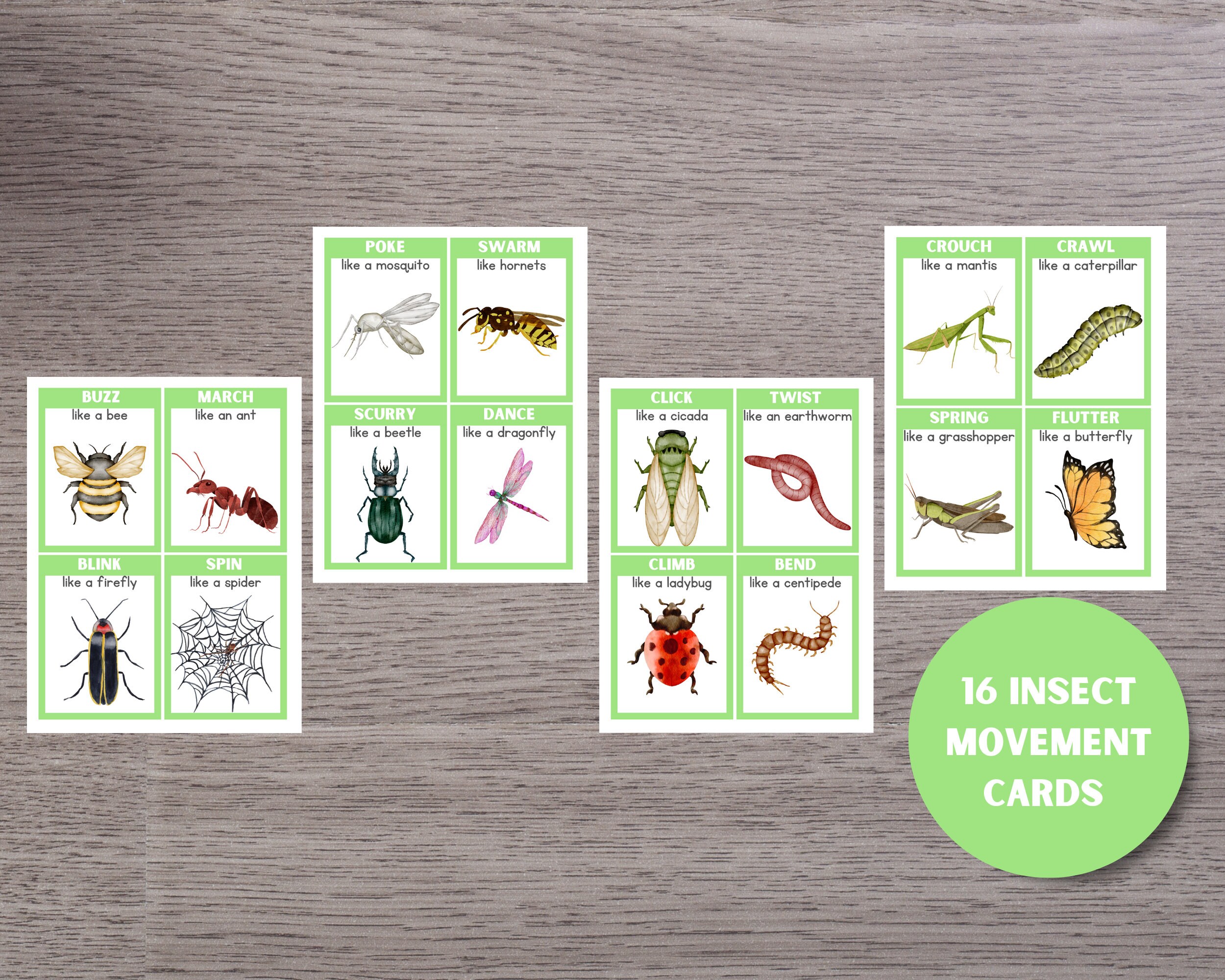Kids Movement Cards, Printable Movement Card Bundle, Calming Activity ...