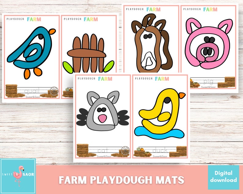 Farm Animal Play Doh Mats Playdough Mats Printable Play Doh - Etsy