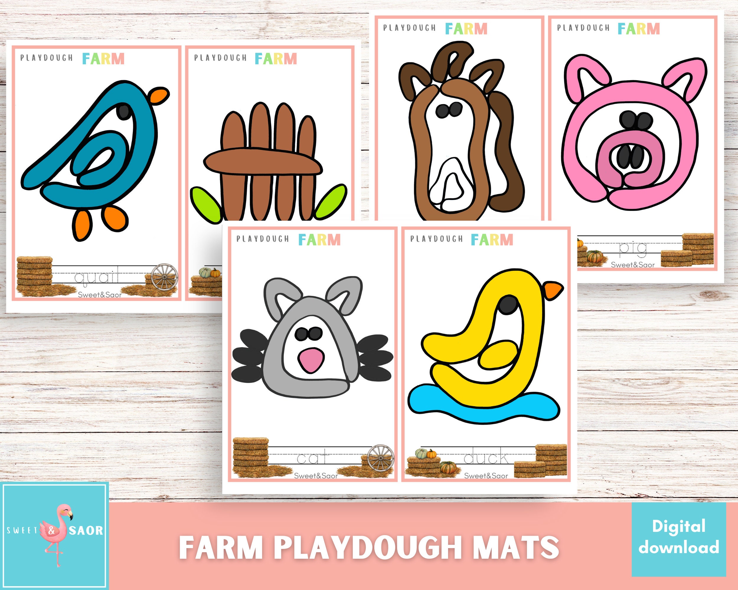 Farm Animal Play Doh Mats Playdough Mats Printable Play Doh - Etsy