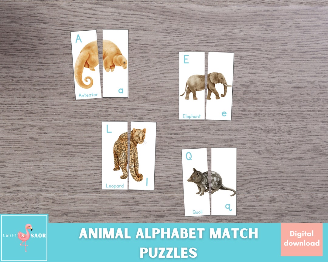 Animal Alphabet Match Game, Alphabet Puzzle, Printable Alphabet ...