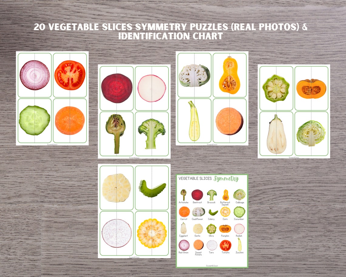 Nature Symmetry Puzzles, Printable Flower Matching Cards, Fruits Slices ...