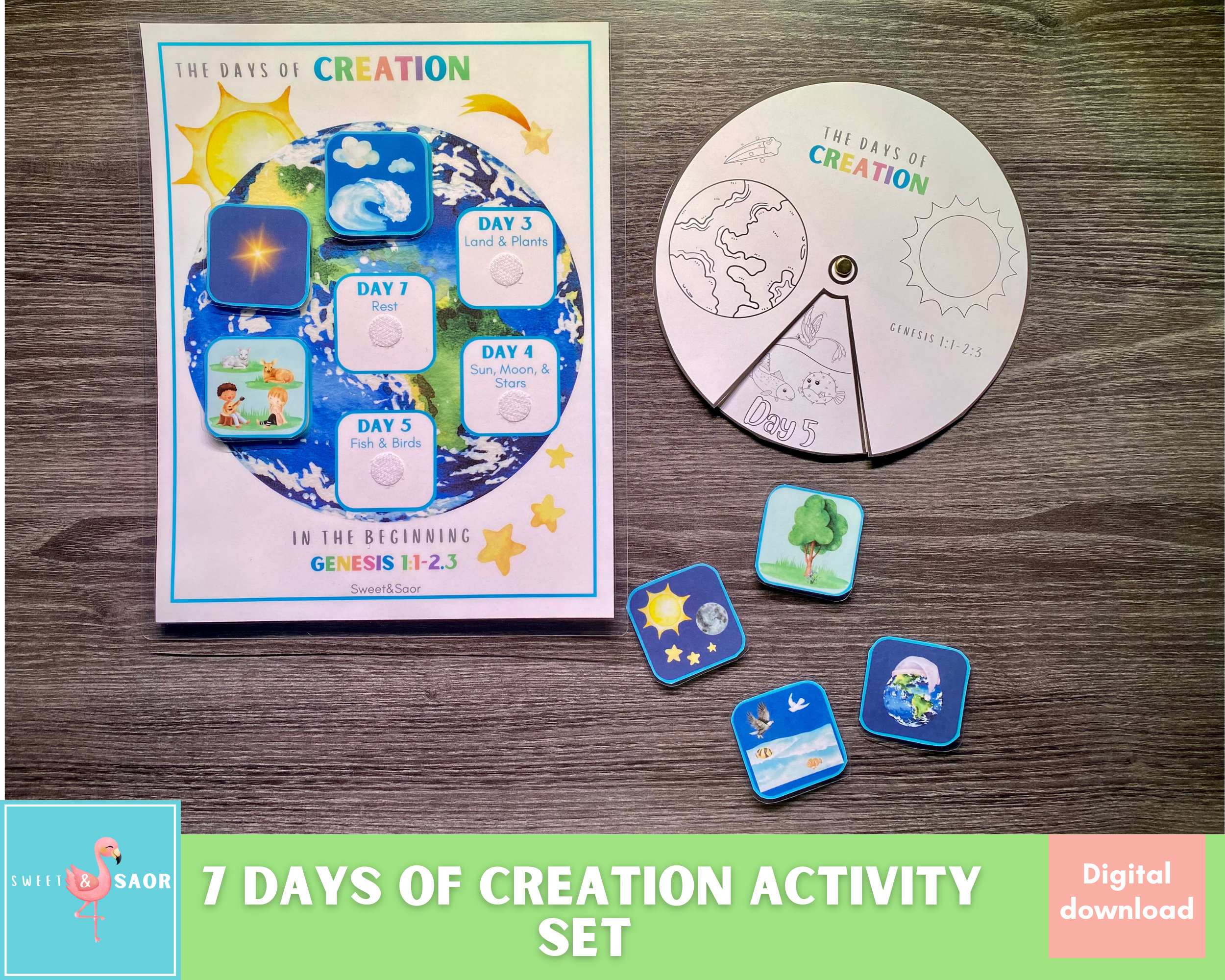 Days of Creation Coloring Wheel, Printable Bible Activity, Kids Bible ...