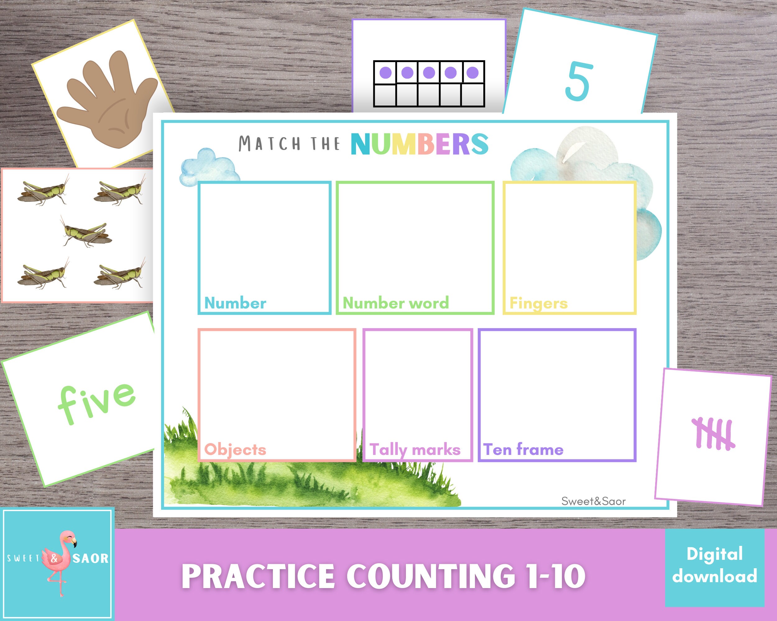 Montessori Counting Activity, Number Match Practice 1-10, Preschool ...