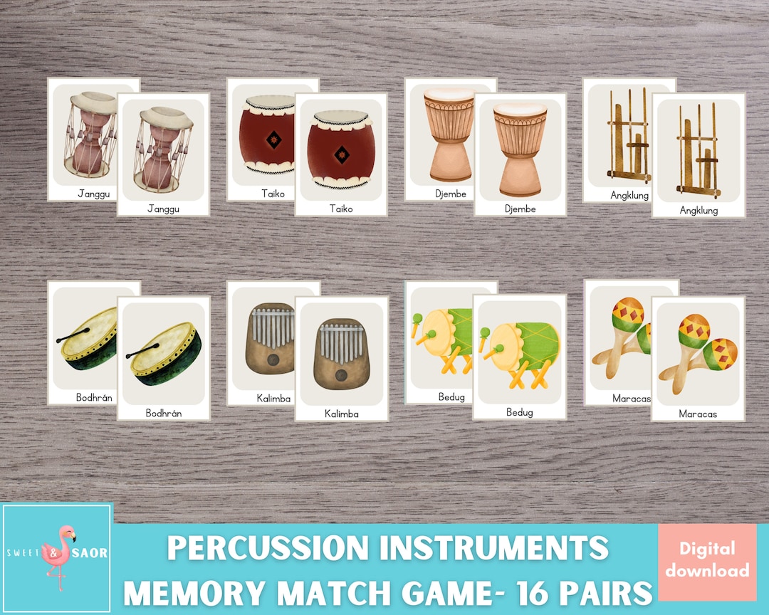 Musical Instruments Memory Match, Memory Matching Activity, Preschool ...