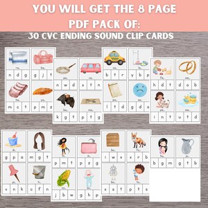 CVC Ending Sound Clip Cards: Phonics Printable Activity (PDF) - Etsy