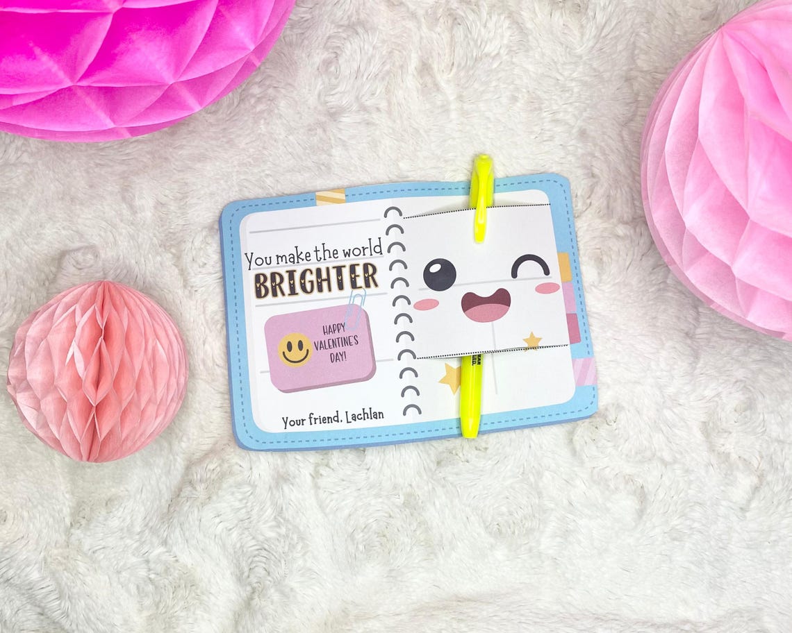 Printable Highlighter Valentine Gift Tags: Editable Classroom Cards ...