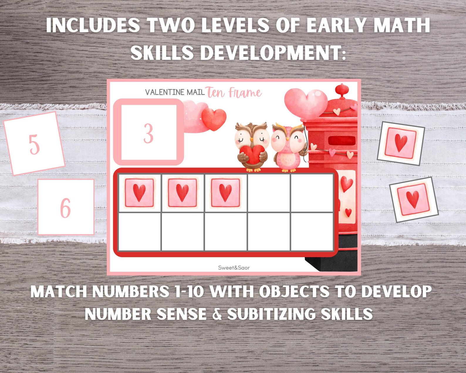 Valentine's Day Ten Frame: Early Math Printable (PDF Download) - Etsy