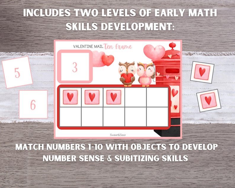 Valentine's Day Ten Frame: Early Math Printable (PDF Download) - Etsy
