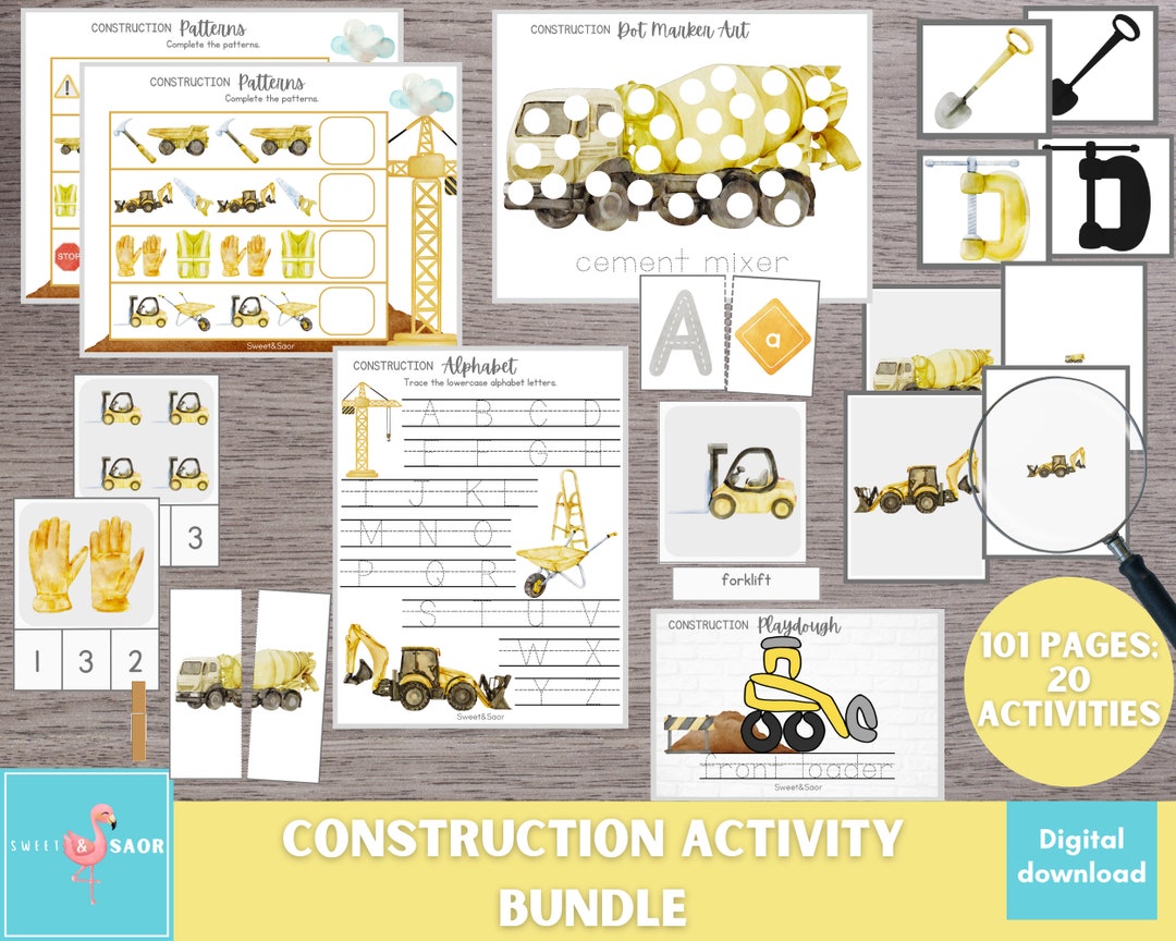 CONSTRUCTION Preschool Activity Bundle, Construction Learning Pack ...