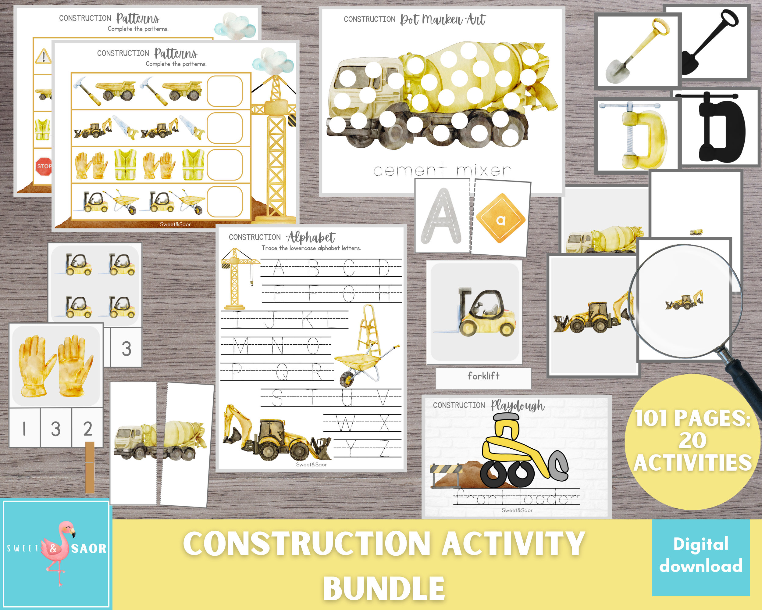 Construction Preschool Activity Bundle: Fine Motor Skills (digital ...