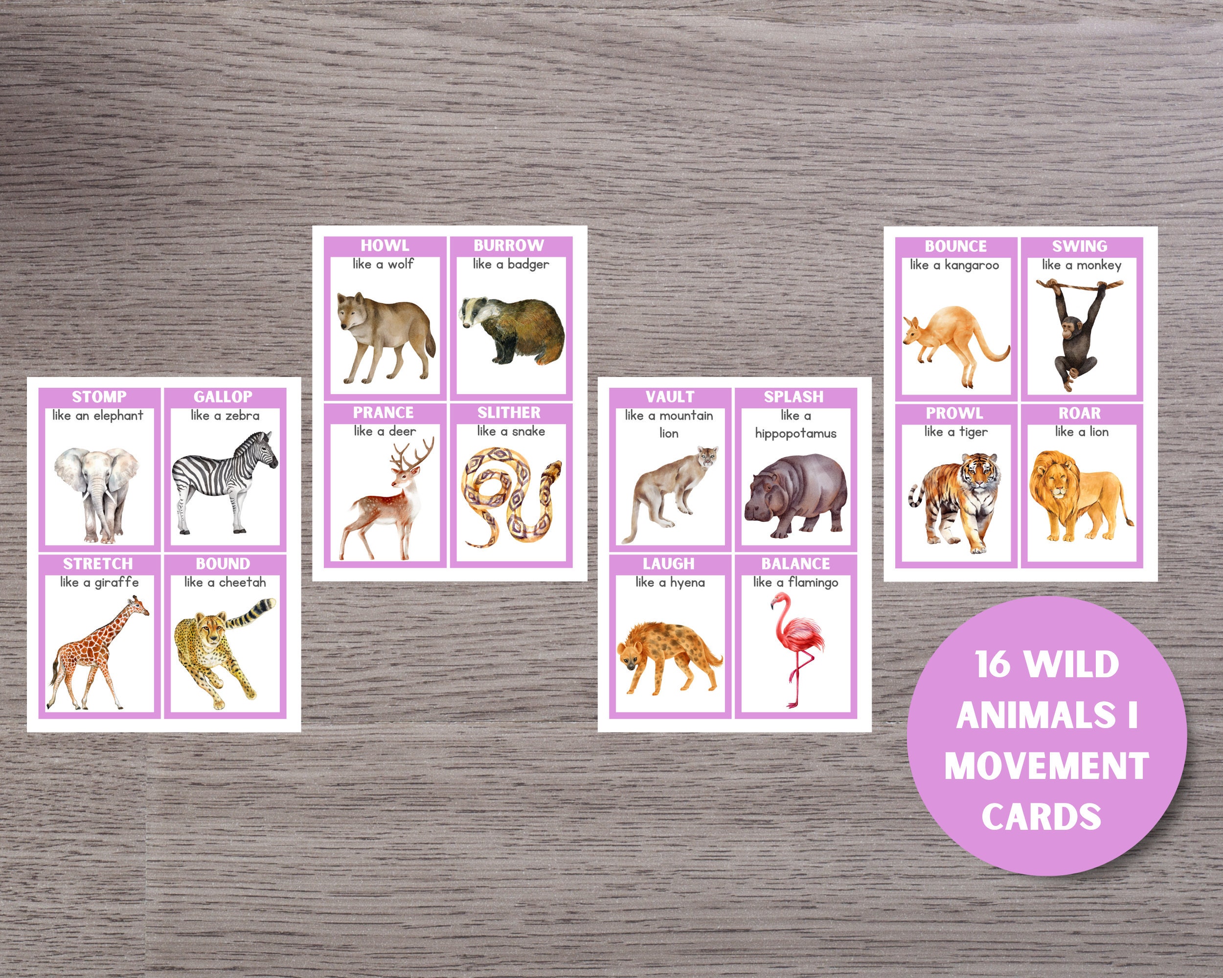 Kids Movement Cards, Printable Movement Card Bundle, Calming Activity ...