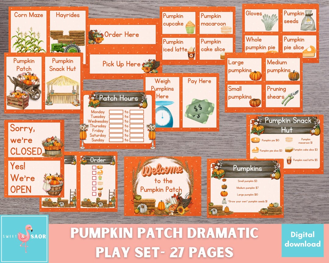 Pumpkin Patch Dramatic Play Set: Printable Autumn Pretend Play (PDF ...