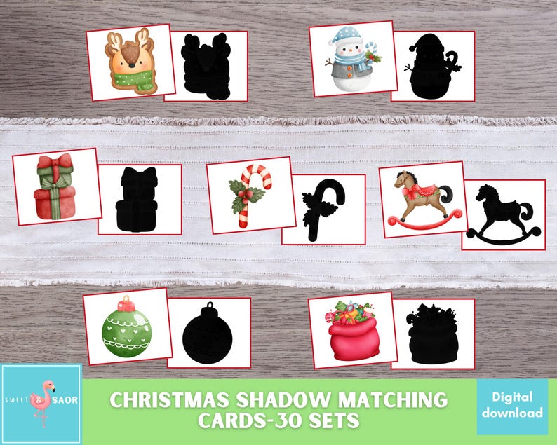 Christmas Shadow Matching Game: Printable Preschool Activity (PDF ...