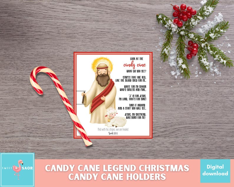 Candy Cane Legend Printable Tag: Christmas Poem Gift (PDF) - Etsy