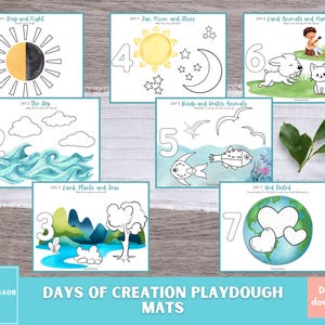 Days of Creation Play Dough Mats, Bible Story Playdough Mats, Printable ...