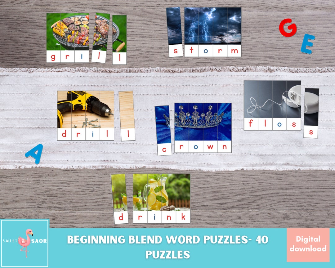 Beginning Blend Picture Word Puzzles, Montessori Blue Series Phonics ...