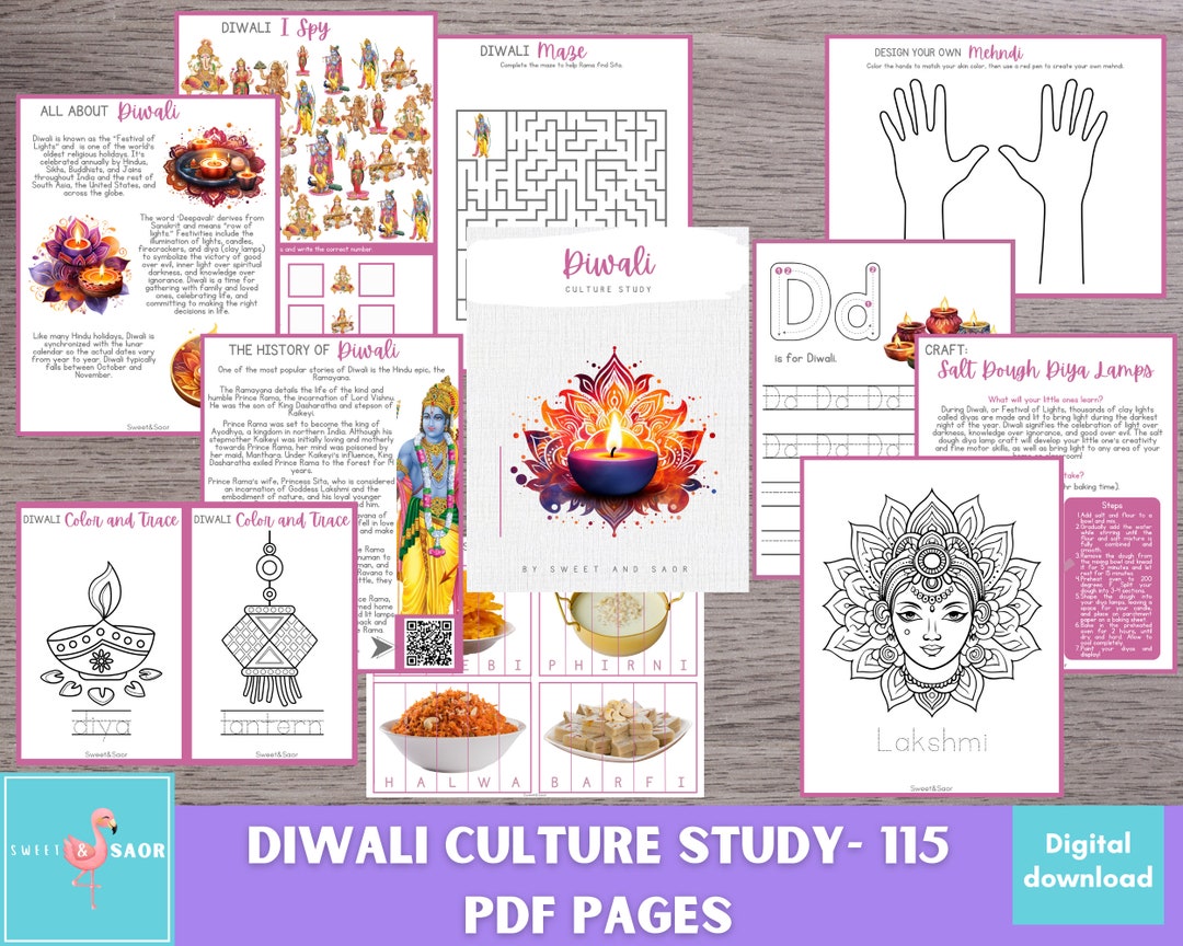 DIWALI Unit Study, Diwali Printable Activities, Cultural Celebrations ...