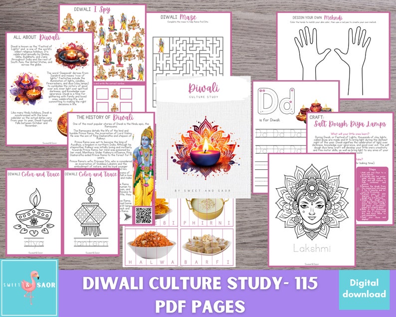 DIWALI Unit Study, Diwali Printable Activities, Cultural Celebrations ...