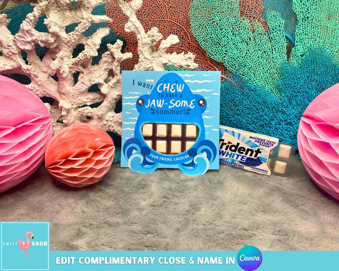Shark Chewing Gum Tag: End of School Year Gift (PDF Download) - Etsy