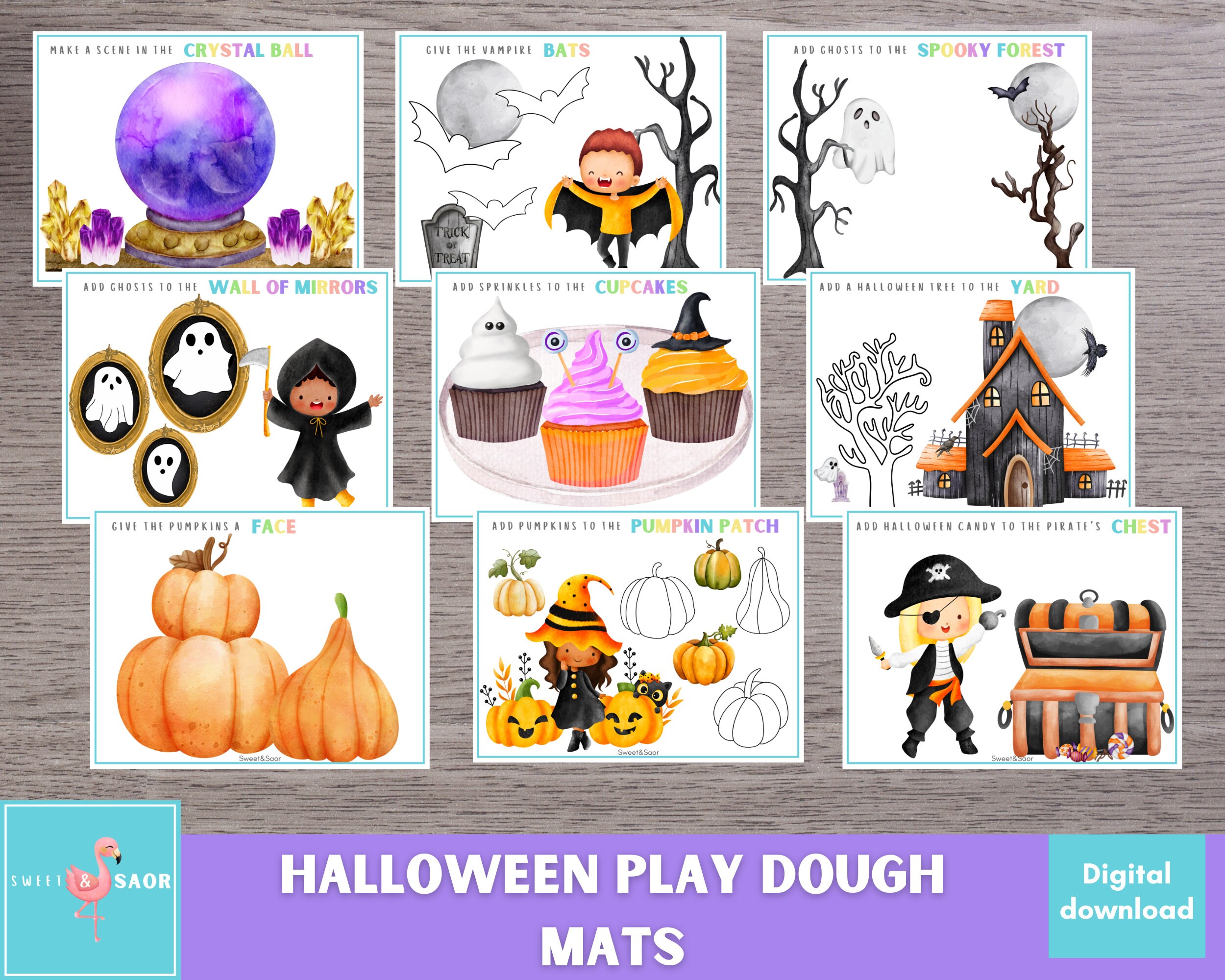 Halloween Play Dough Mats, Printable Fall Play Dough Mats, Halloween ...