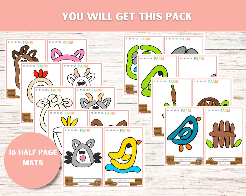 Farm Animal Play Doh Mats, Playdough Mats, Printable Play Doh Toddler ...