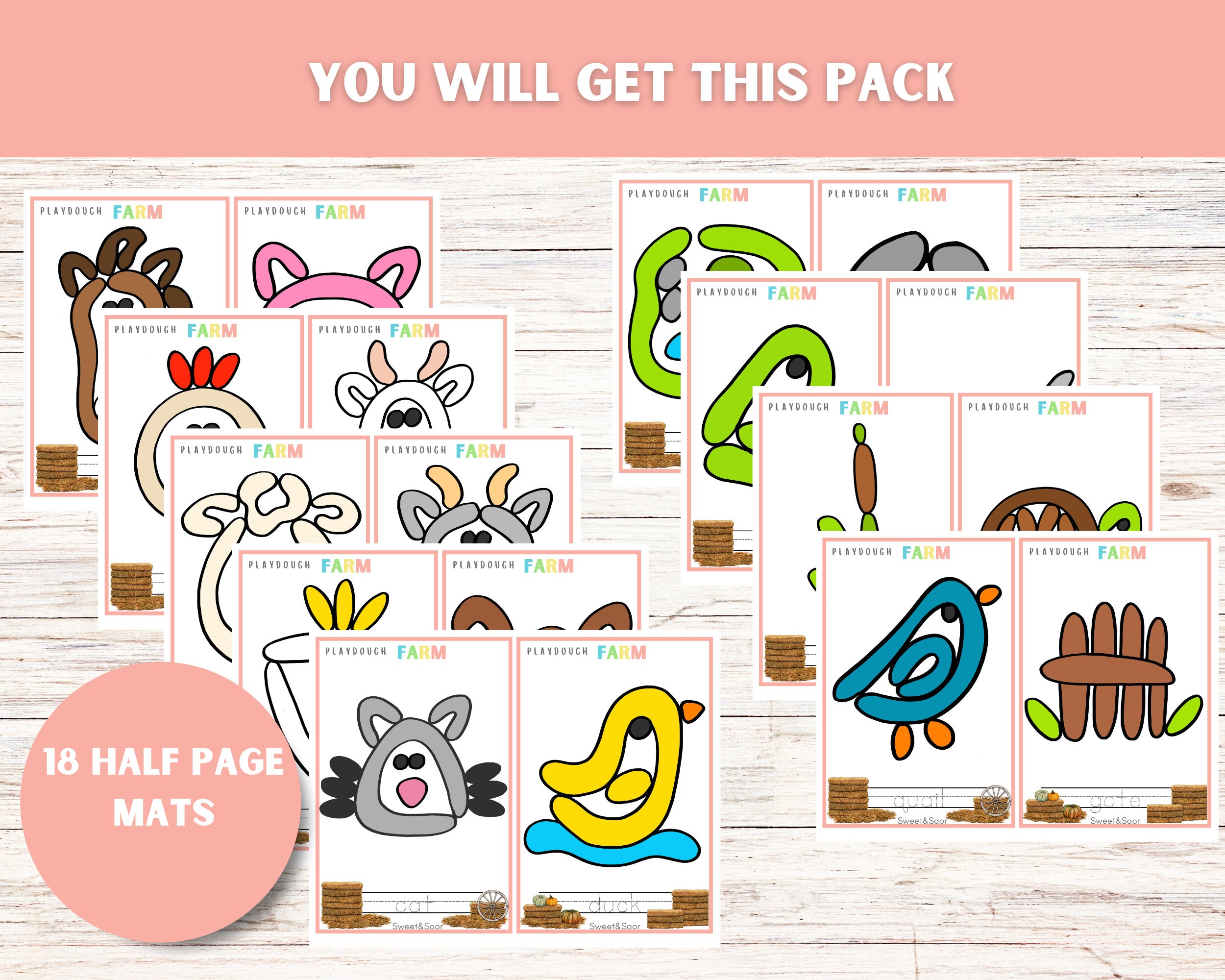 Farm Animal Play Doh Mats Playdough Mats Printable Play Doh - Etsy