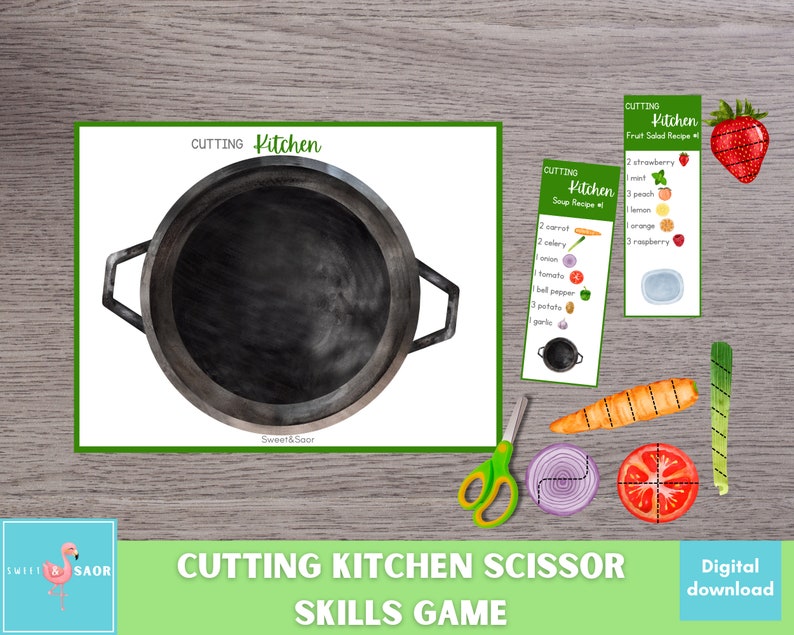 Cooking Pretend Play Printable, Chef Game for Kids, Scissor Skills ...