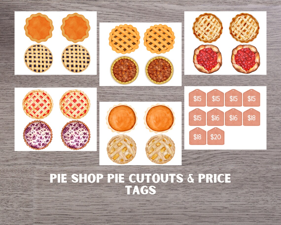 Pie Shop Dramatic Play Set: Printable Thanksgiving Pretend Play (PDF ...