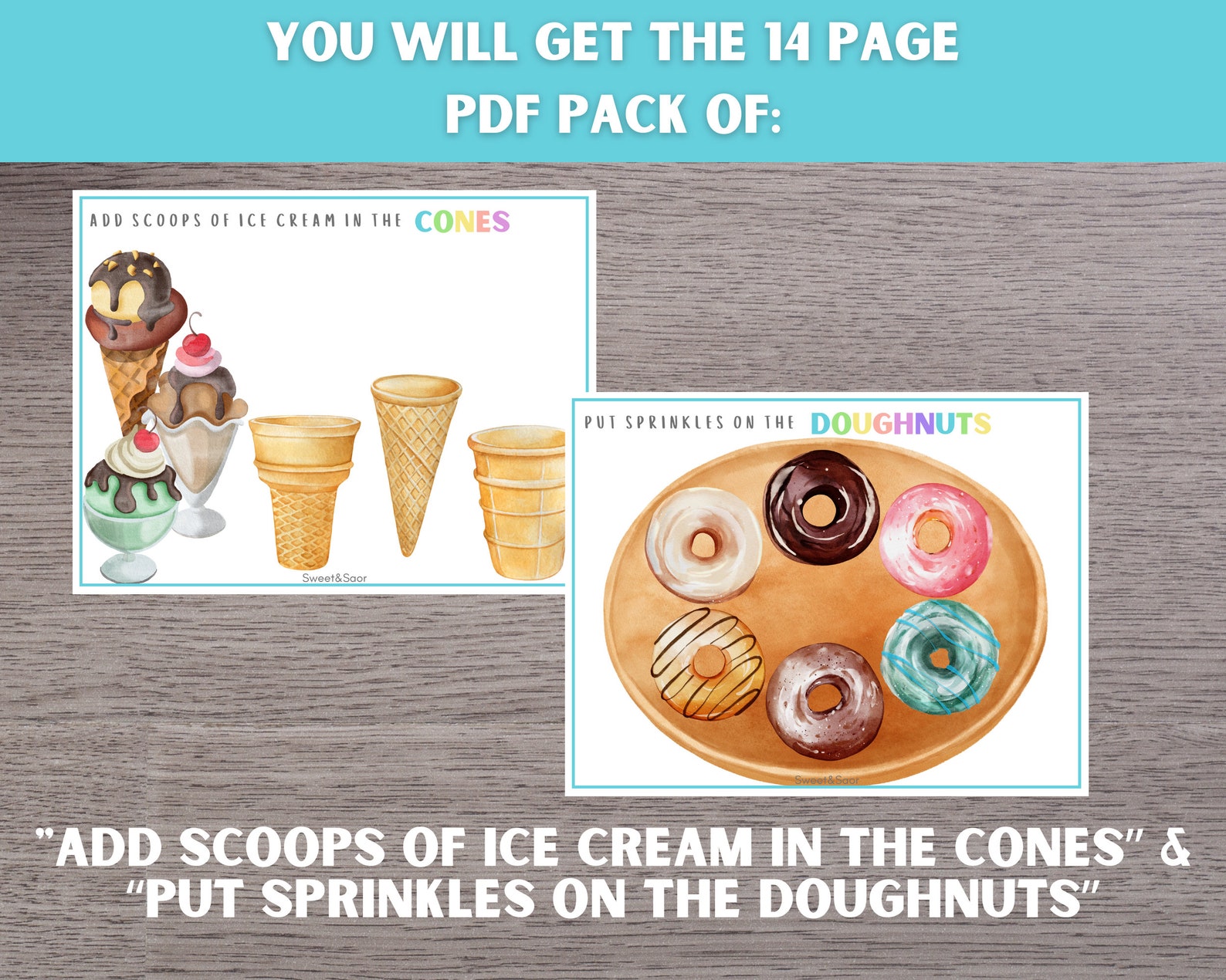 Food Play Dough Mats, Sweet Treats Playdough Mats, Printable Play-doh ...