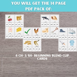 Digraph Clip Cards, Beginning Digraphs, Ending Digraphs, Phonics ...