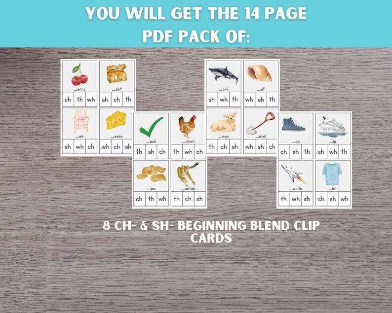 Digraph Clip Cards, Beginning Digraphs, Ending Digraphs, Phonics ...