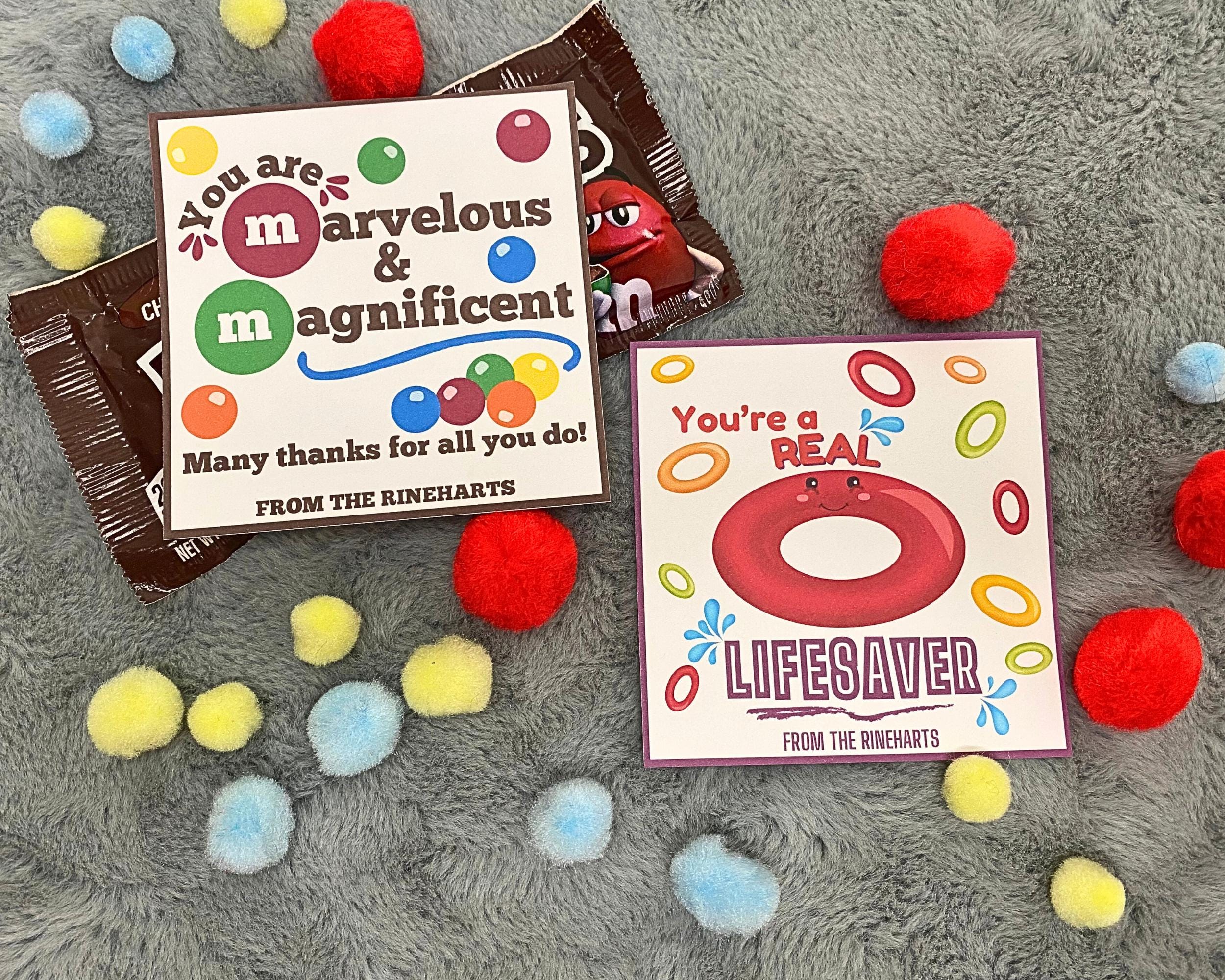 Printable Candy Gram Gift Tags: Teacher & Employee Appreciation ...