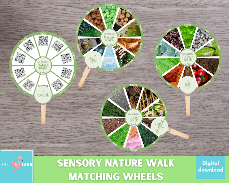 Sensory Nature Walk Matching Wheels: Scavenger Hunt Activity (digital ...