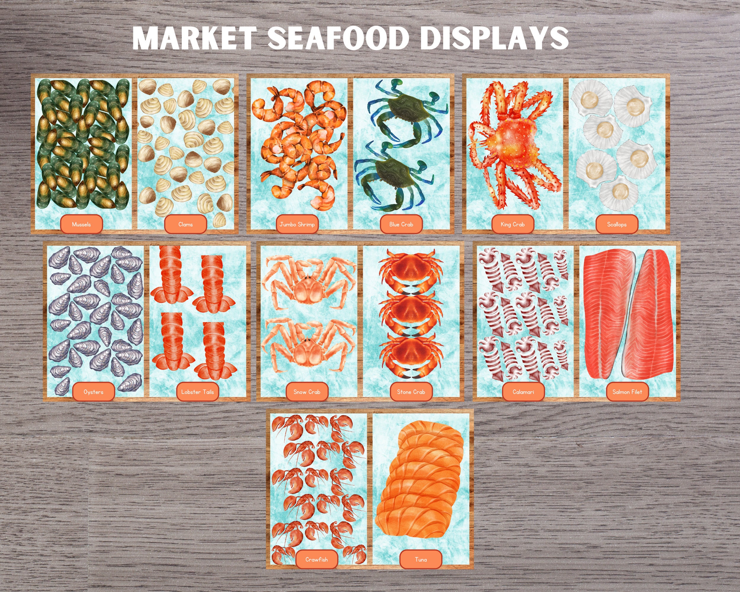 Seafood Market Dramatic Play, Fish Market Pretend Play Printable ...