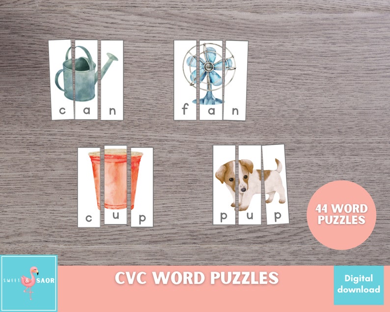 CVC Word Puzzles: Preschool Phonics Printable (PDF) - Etsy