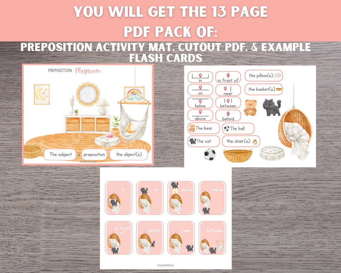 Prepositions Activity, Early Reading Printable, Positional Word Game ...