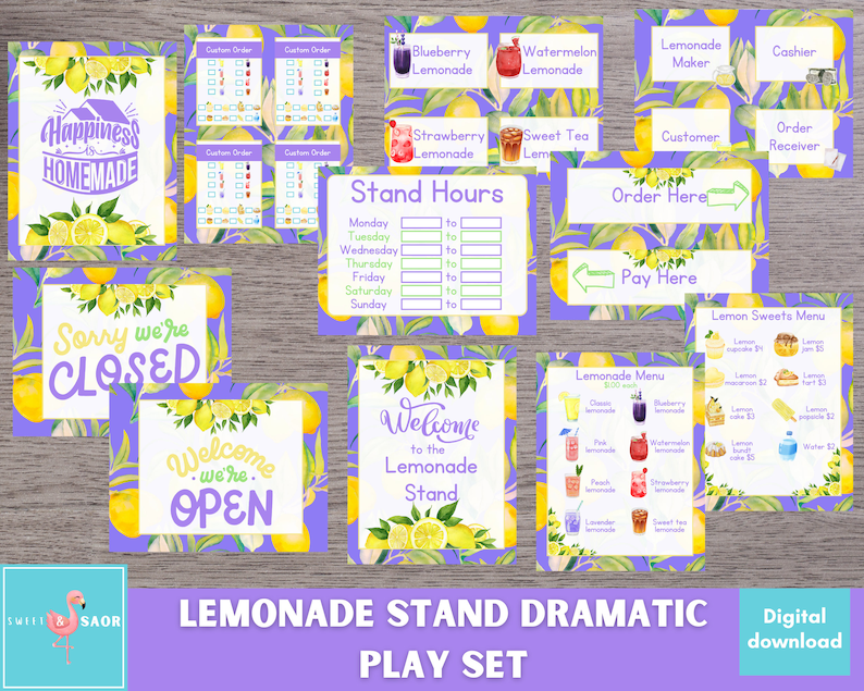 Lemonade Stand Dramatic Play, Pretend Play Printable, Classroom ...
