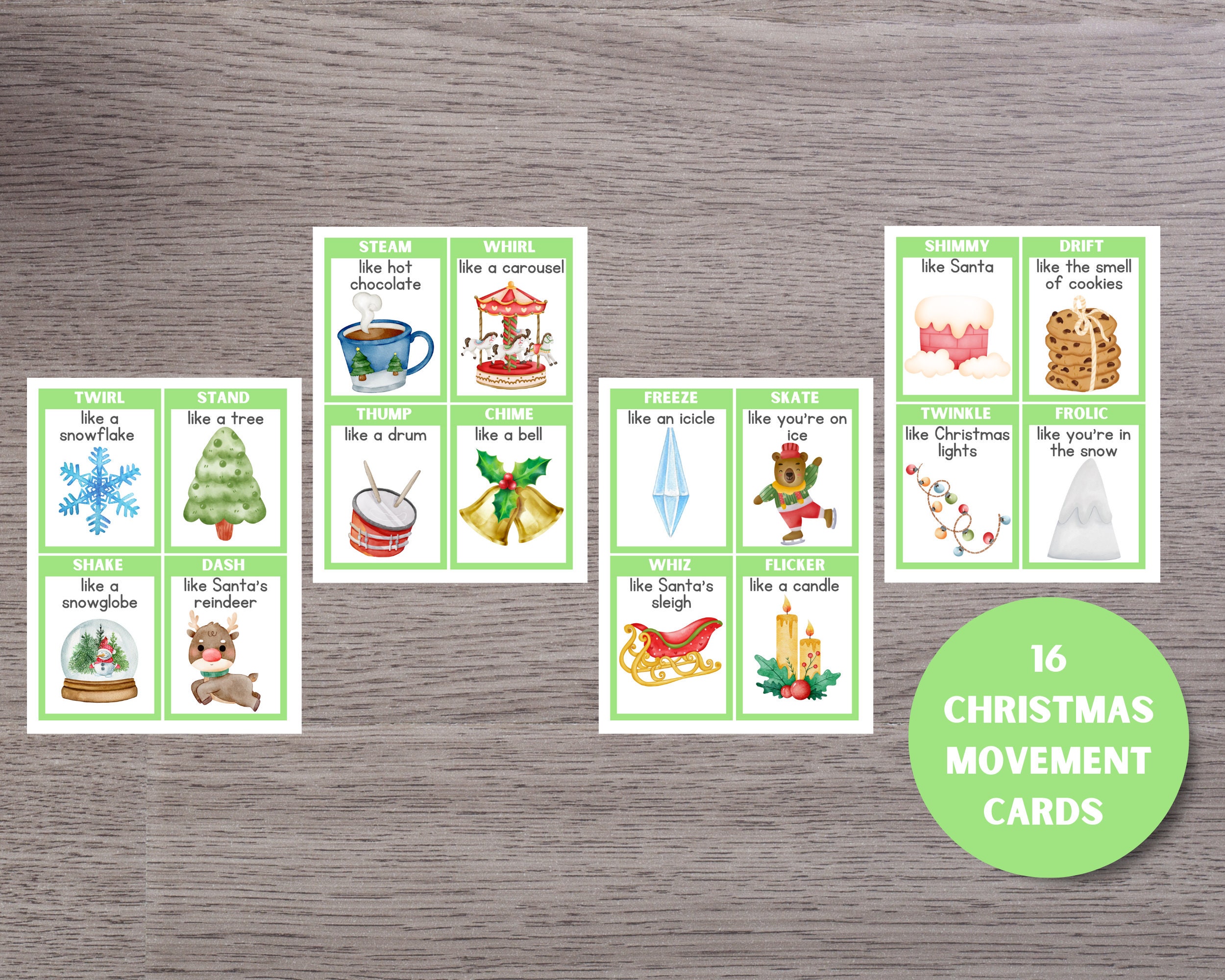 Kids Movement Cards, Printable Movement Card Bundle, Calming Activity ...