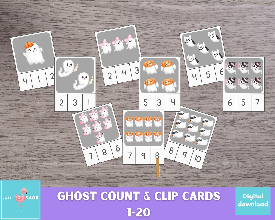 Tarjetas de contar y recortar para Halloween, imprimibles para ...