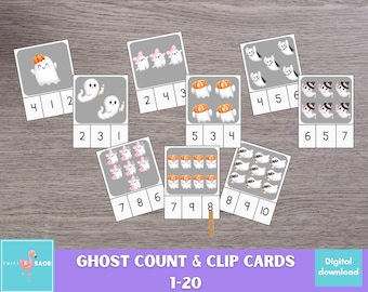FALL Montessori Count and Clip Cards 1-20 Preschool - Etsy