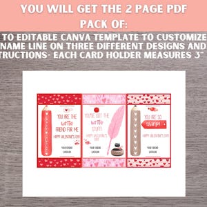 Printable Valentine Pencil Holder Cards: Editable Classroom Gift Tags ...