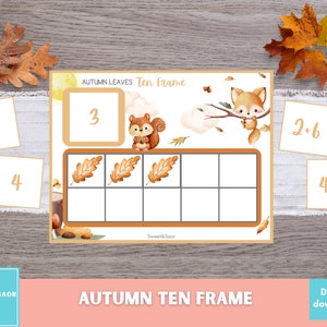 Autumn Ten Frame, Fall Numbers 1-10 Count and Match, Preschool Leaves ...