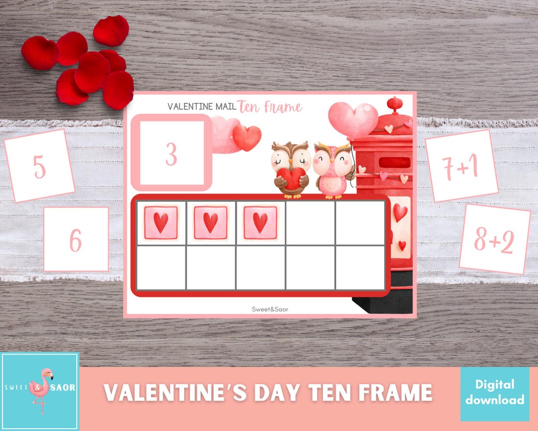 Valentine's Day Ten Frame: Early Math Printable (PDF Download) - Etsy