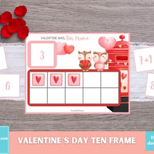 Valentine's Day Early Math Activity, Ten Frame Counting Activity ...