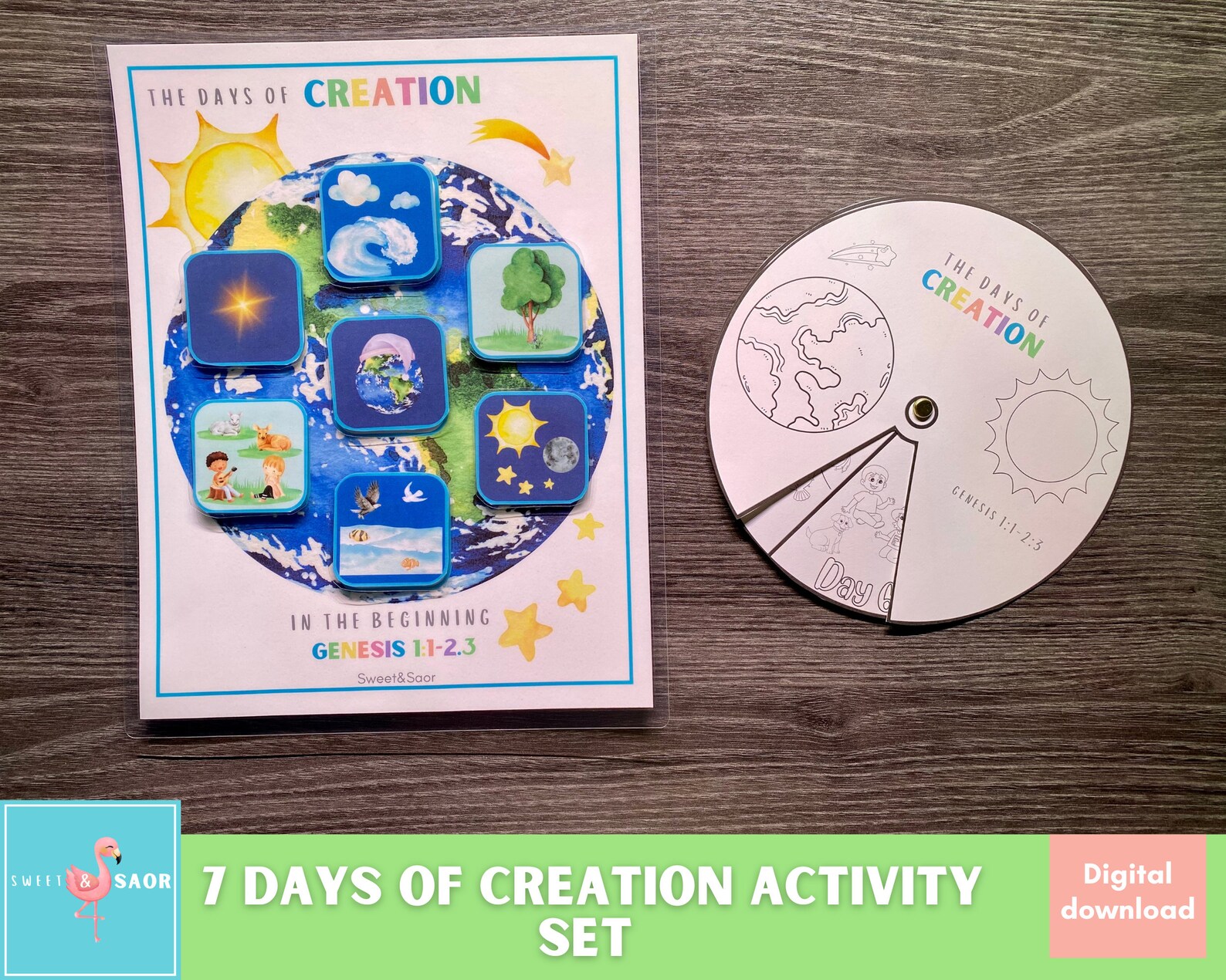 Days of Creation Coloring Wheel, Printable Bible Activity, Kids Bible ...