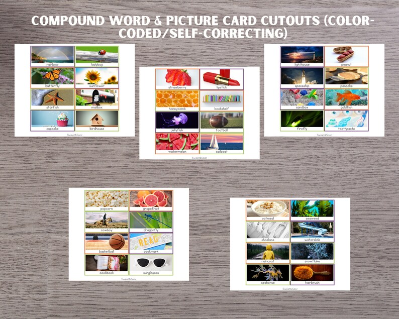 Compound Words Picture and Word Card Matching Printable, Kids Writing ...