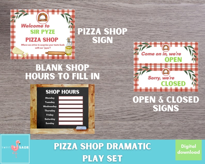 Pretend Play Pizza Parlor Printable, Pizza Parlor Dramatic Play ...